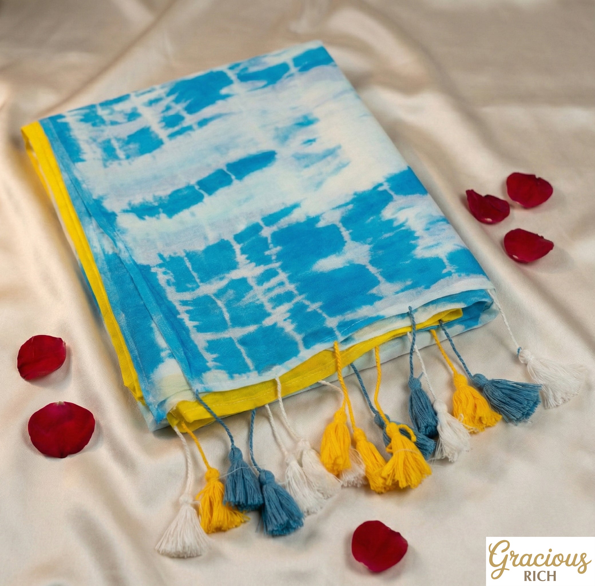 Yellow Color Mul Mul Cotton Tie & Dye without Blouse – Gracious Rich ...